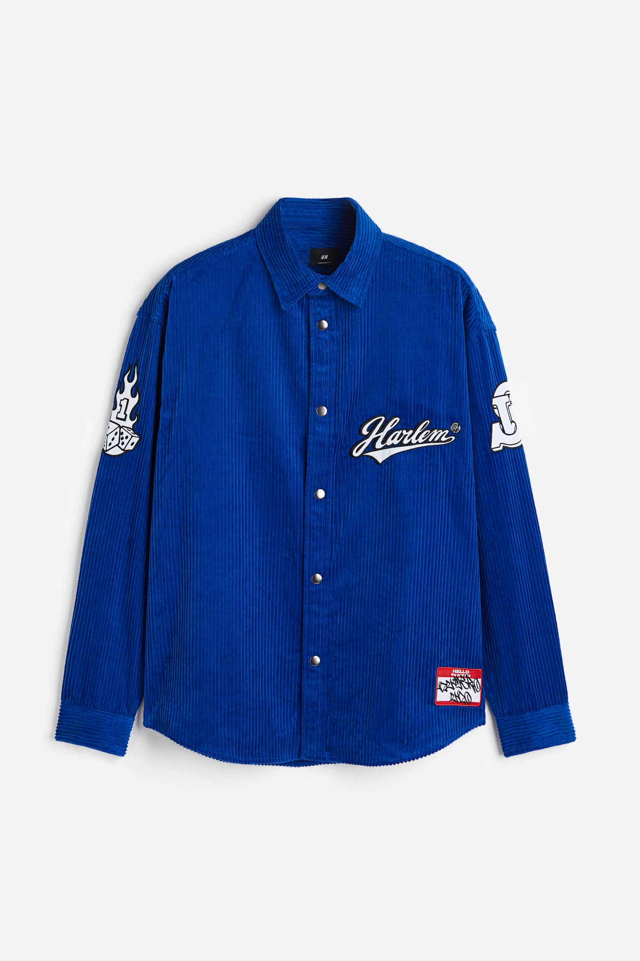 Oversized Fit Corduroy Overshirt - Bright blue/Harlem - Men | H&M US