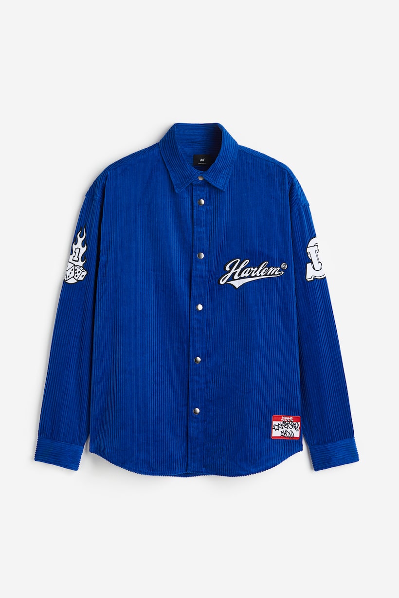 Oversized Fit Corduroy Overshirt - Bright blue/Harlem - Men | H&M US