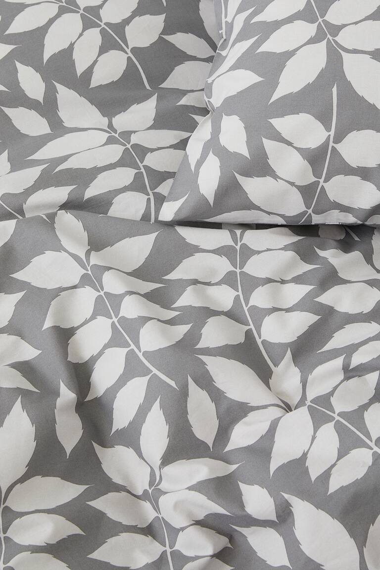 Sengesett i bomull med trykk - Lys grå/Grå mønstret - Home All | H&M NO
