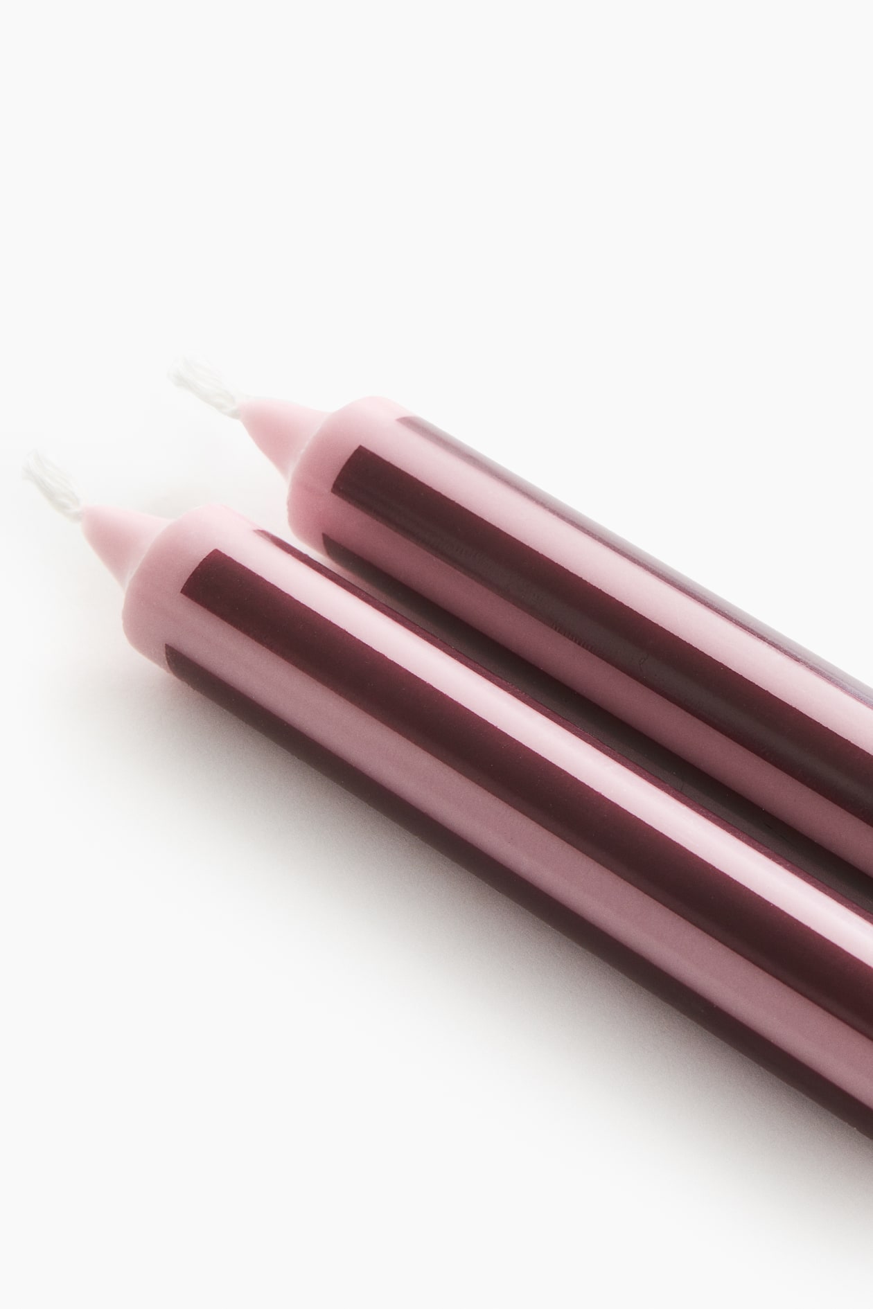 Burgundy/striped 2-pack Patterned Candles at H&M Home | H&M CA