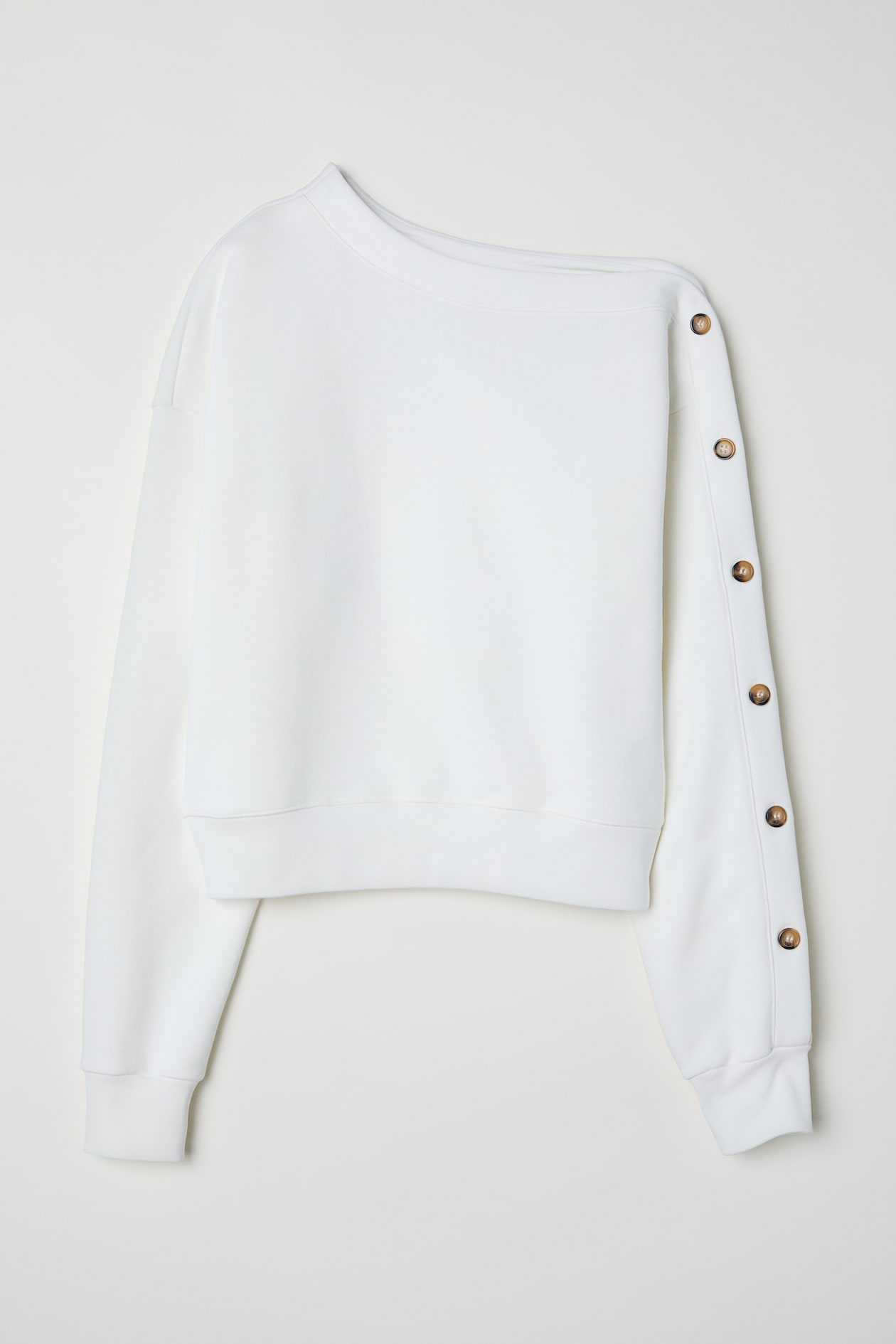 One-shoulder Sweatshirt - Long sleeve - White - Ladies | H&M CA