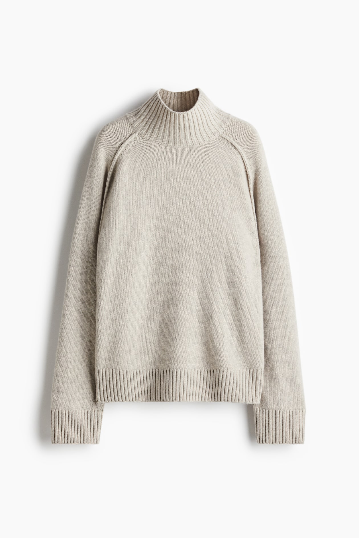 Women's Light taupe Cashmere-blend Mock Turtleneck Sweater - H&M ...