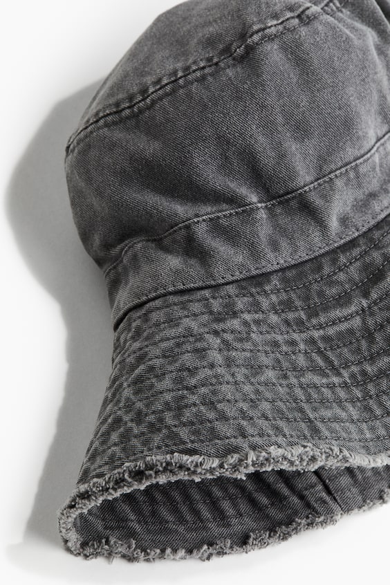 Women's Dark gray Frayed-edge Cotton Bucket Hat | H&M US