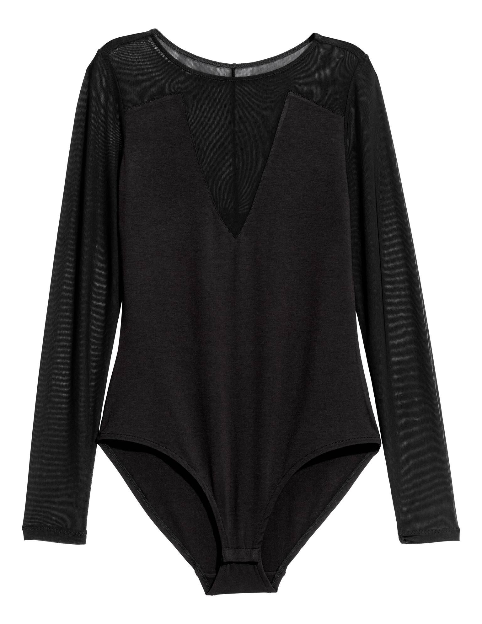 Jersey and Mesh Bodysuit - Black - Ladies | H&M US