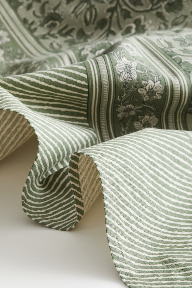 Sage green/patterned Patterned Cotton Tablecloth at H&M Home | H&M US