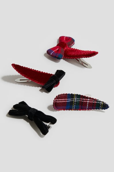 Red/plaid 4-pack Hair Clips for kids | H&M US