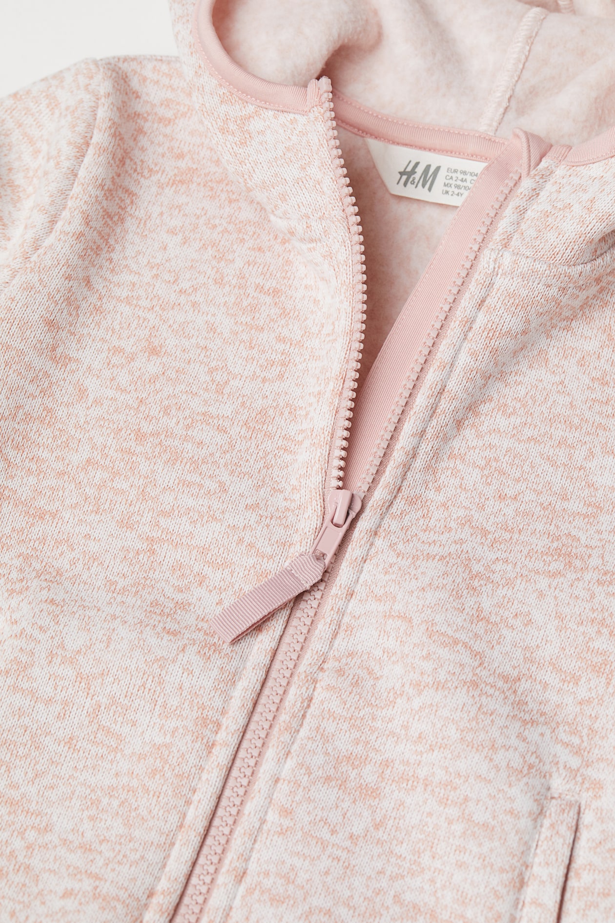 Hooded Knit Fleece Jacket - Long sleeve - Light pink melange - Kids | H ...