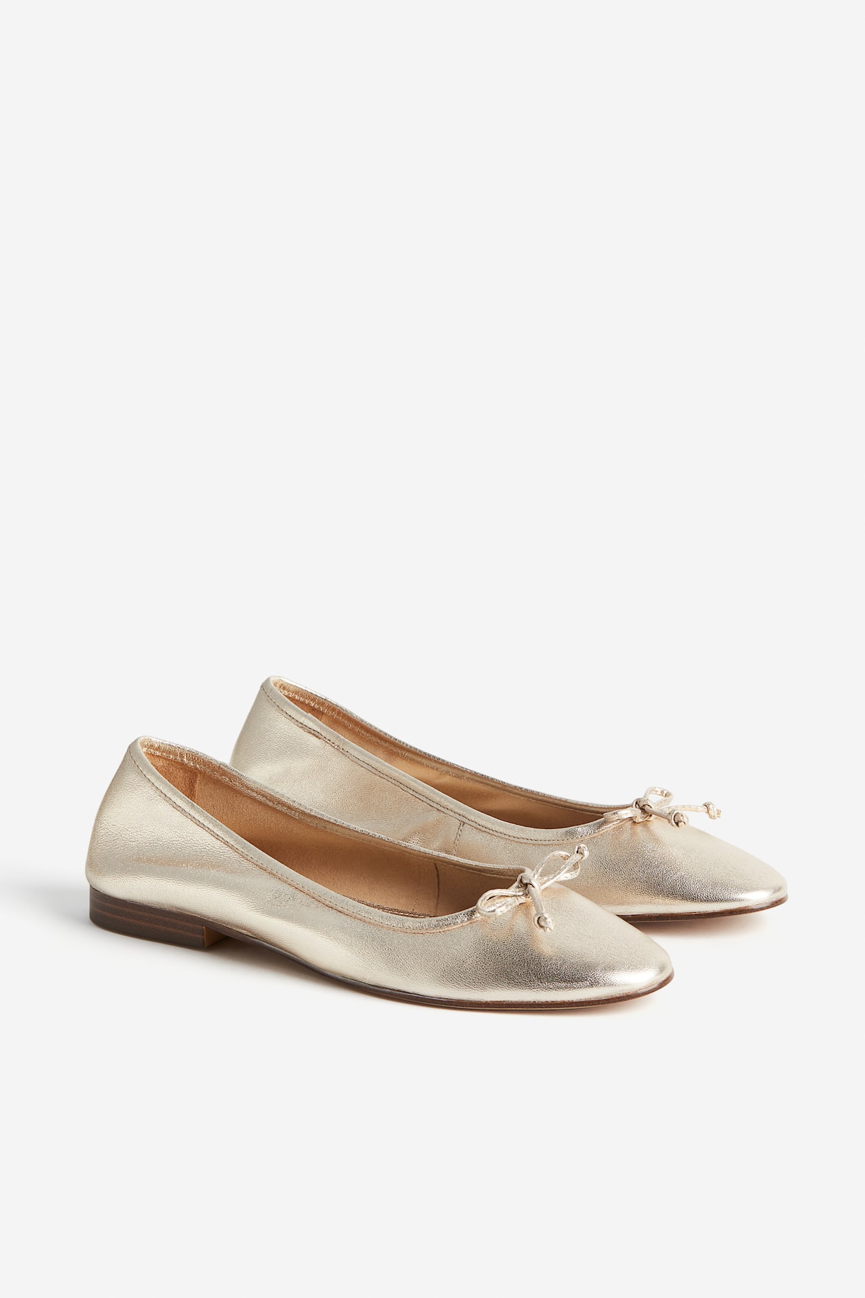 Women's Gold-coloured Leather ballet pumps | H&M GB