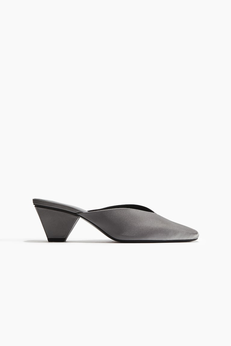 Women's Grey Cone-heel satin mules | H&M GB
