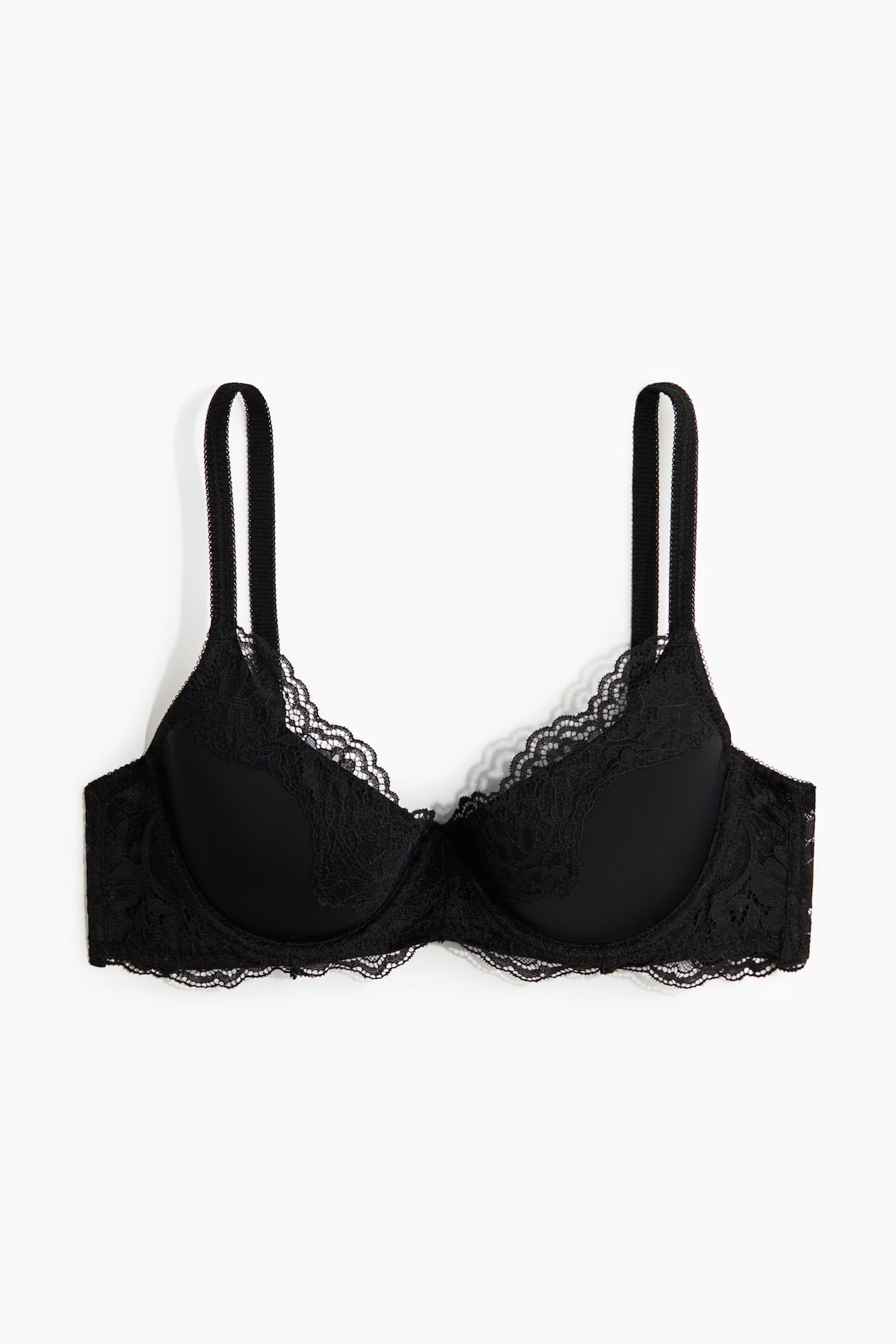 Women's Black Padded Underwire Microfiber and Lace Bra | H&M CA
