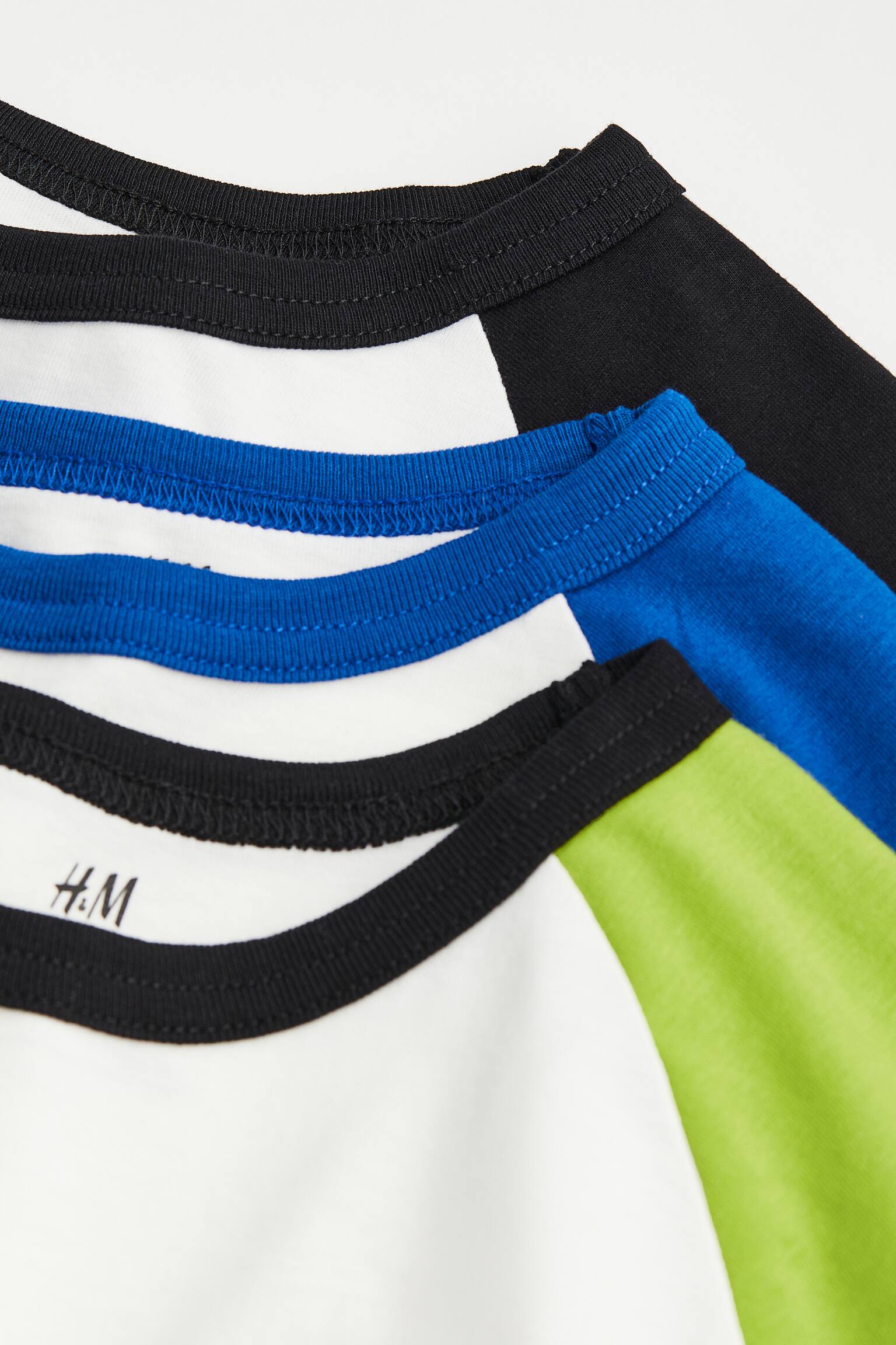 3-pack Long-sleeved Shirts - Lime green/color-block - Kids | H&M US