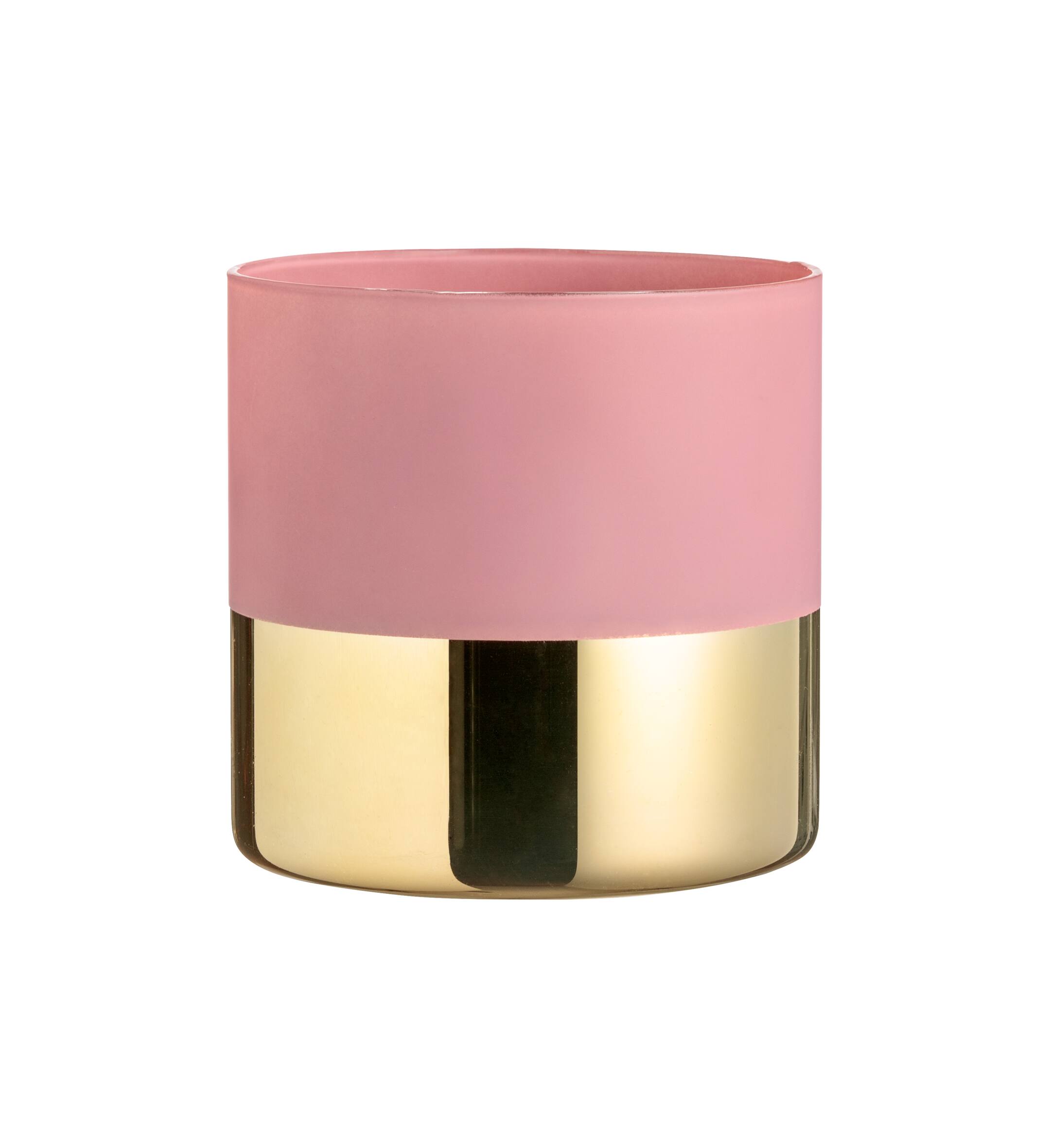 Small glass plant pot - Powder pink/Gold-coloured - Home All | H&M GB