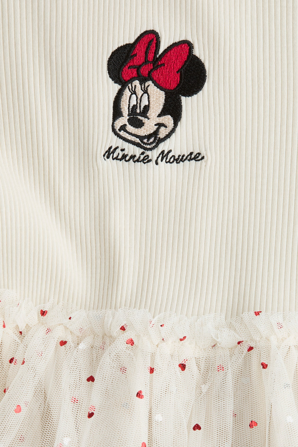 White/Minnie Mouse Motif-Detail Tulle Dress for kids at H&M CA