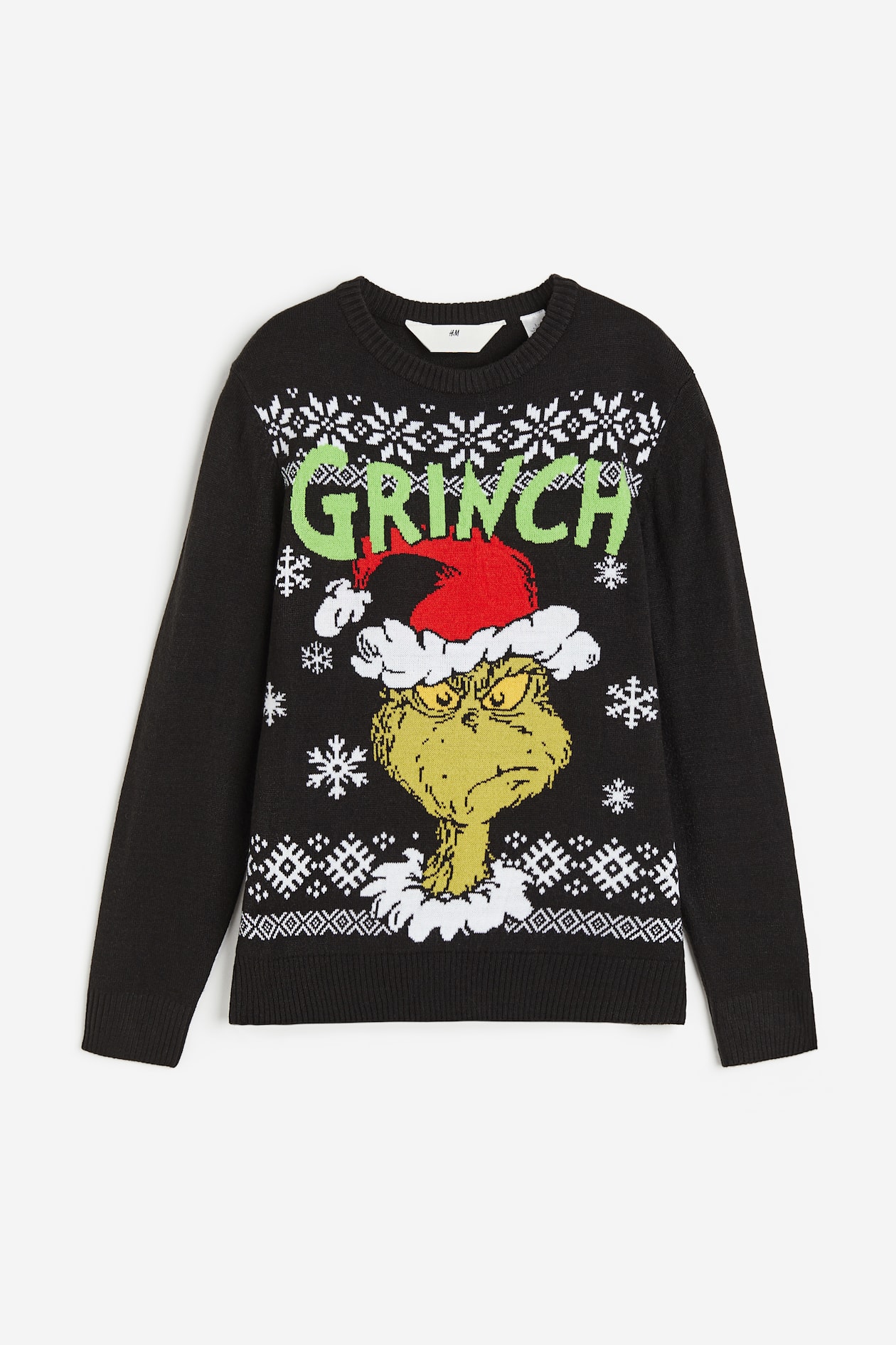 Jacquard-knit jumper - Black/The Grinch - Kids | H&M IN