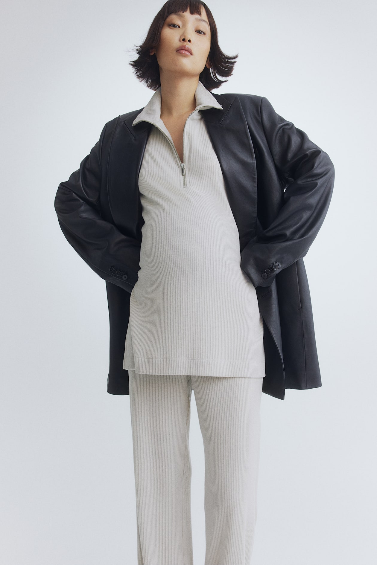 MAMA Before & After Half-Zip Sweater - Light taupe - Ladies | H&M US