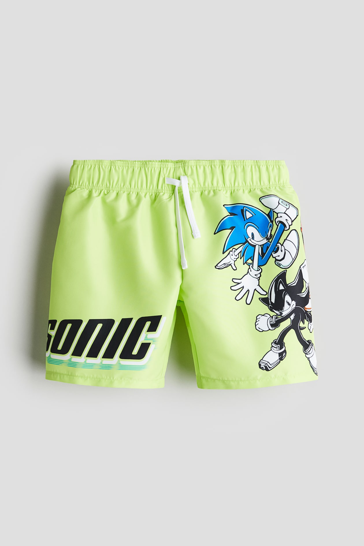 Printed Swim Shorts - Neon green/Sonic the Hedgehog - Kids | H&M US