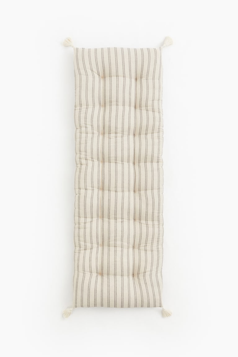 Rectangular tasselled cushion - Light beige/Striped - Home All | H&M GB