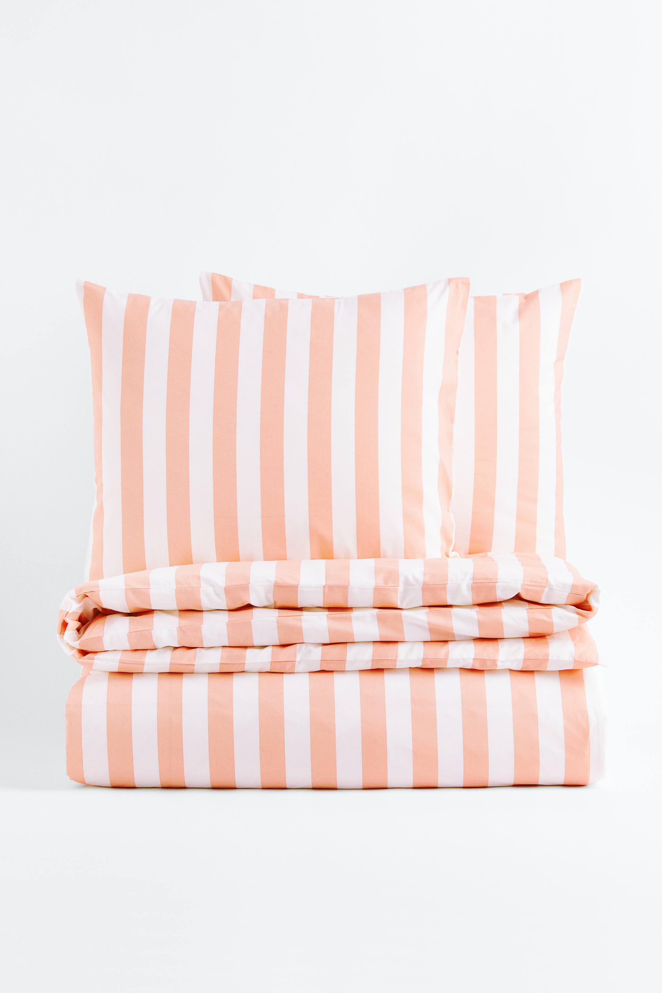 Striped double duvet cover set - Light orange/Striped - Home All | H&M IE