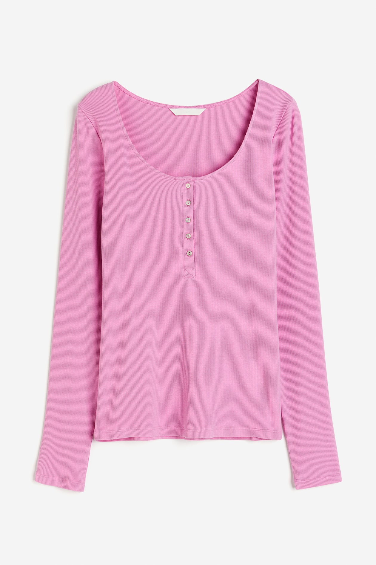 Women's Pink Ribbed Henley top | H&M MY