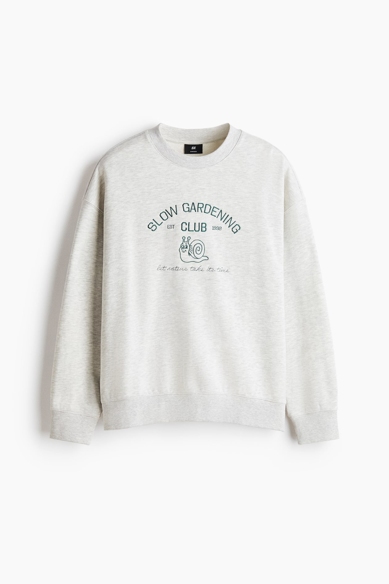 Men’s Gray melange/Slow Gardening Oversized Fit Printed Sweatshirt | H&M PH