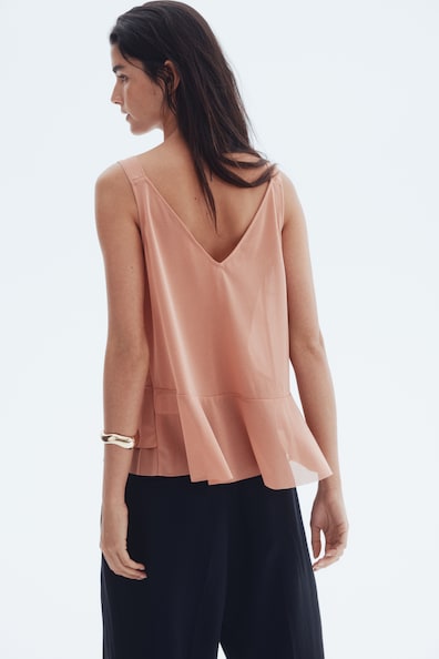 Top sin mangas con olanes - Anaranjado tenue - Ladies | H&M MX