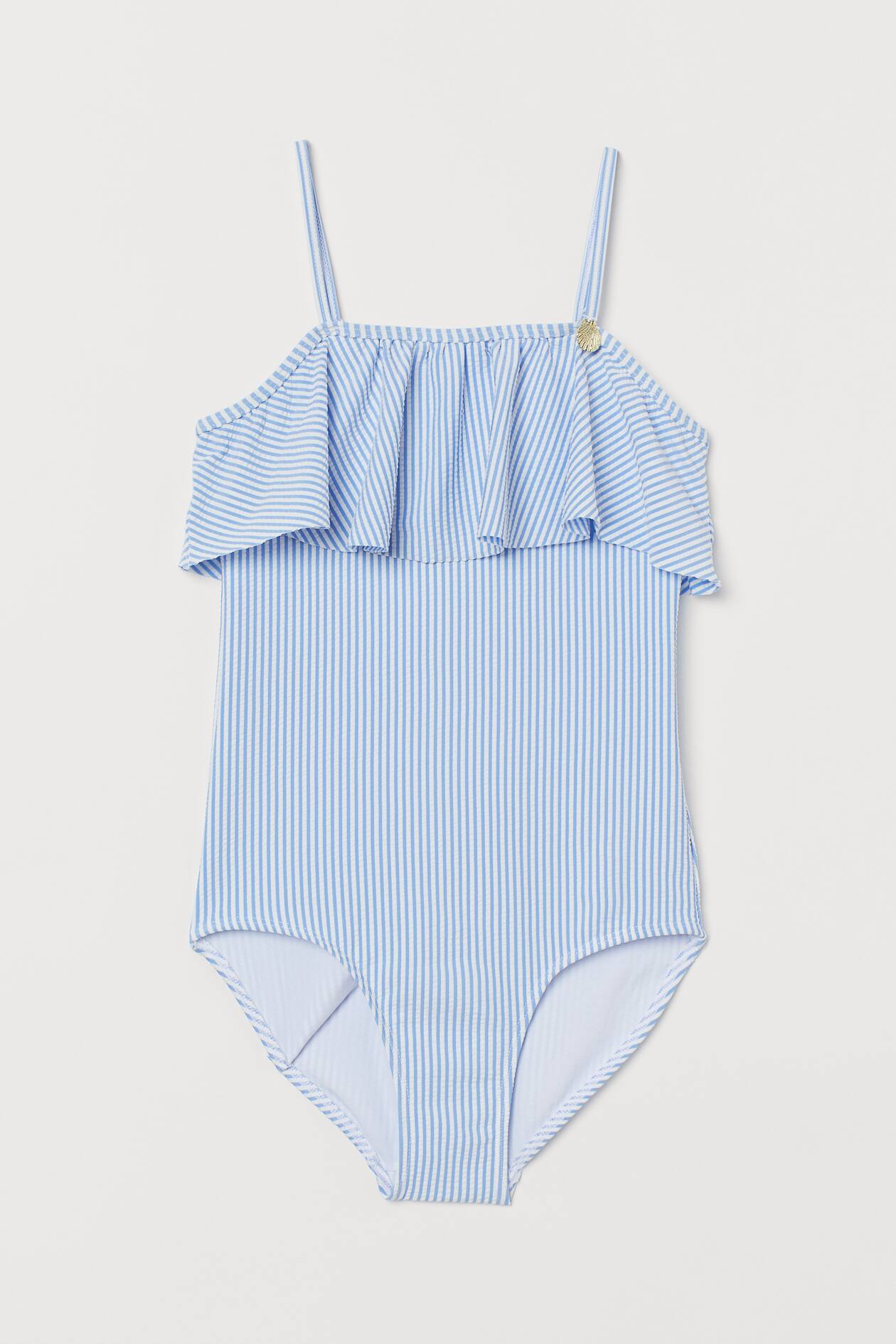Plavky s volánky - Bleděmodrá/bílý proužek - DĚTI | H&M CZ