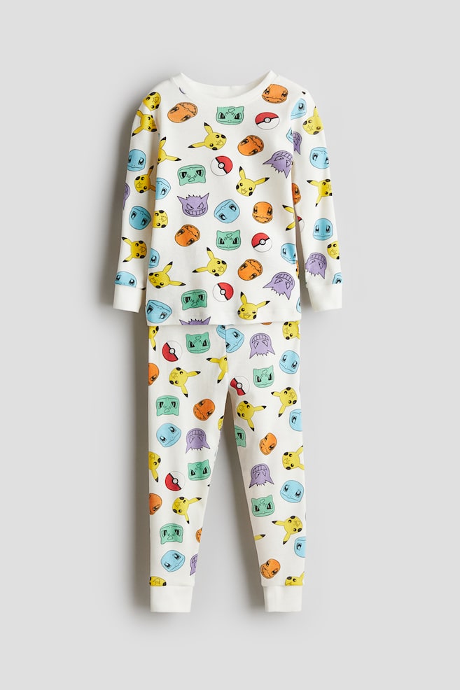 Snug Fit Cotton Jersey Pajamas - White/Pokémon - Kids | H&M US