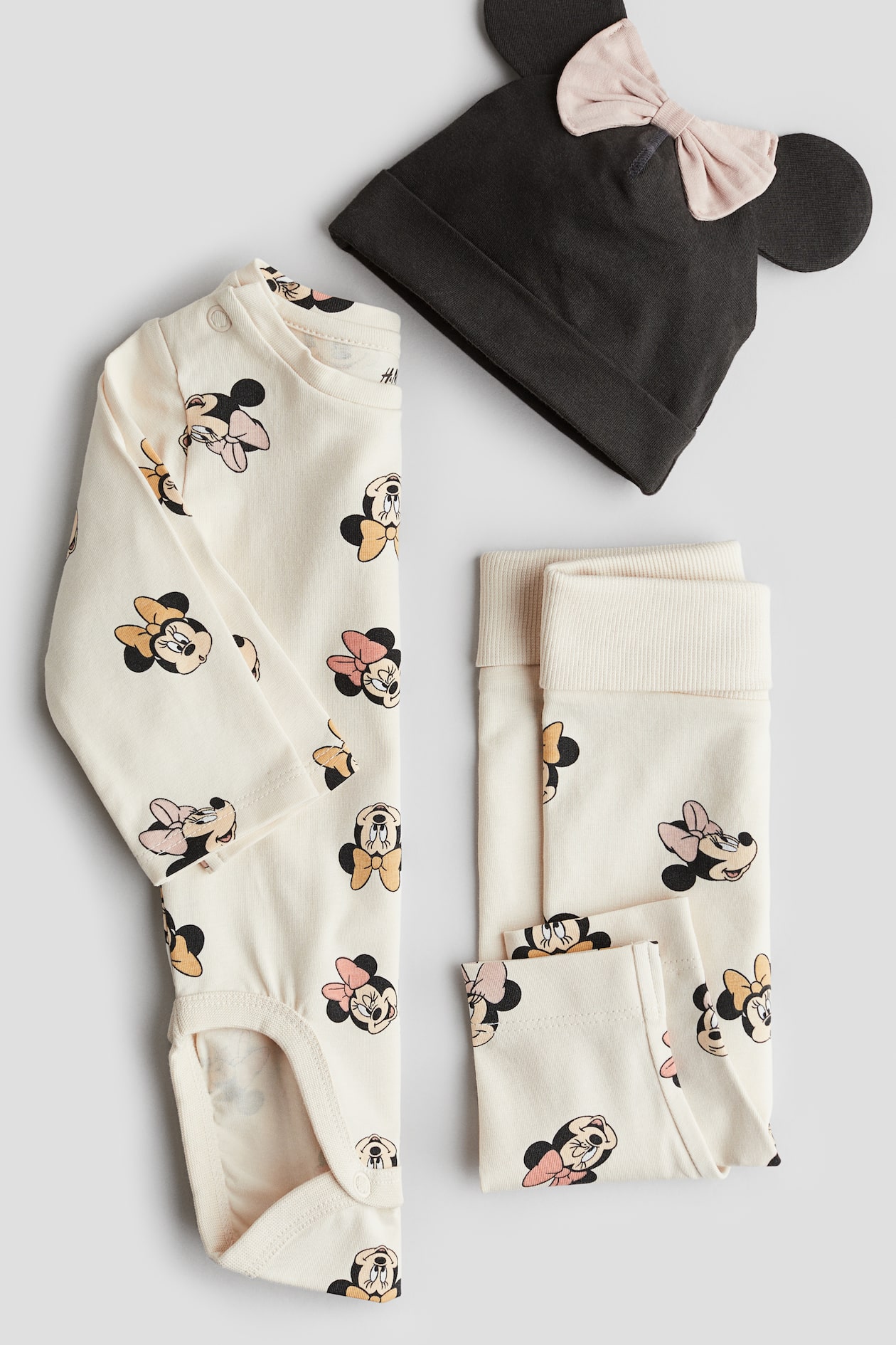 3-piece Printed Jersey Set - Light beige/Minnie Mouse - Kids | H&M US
