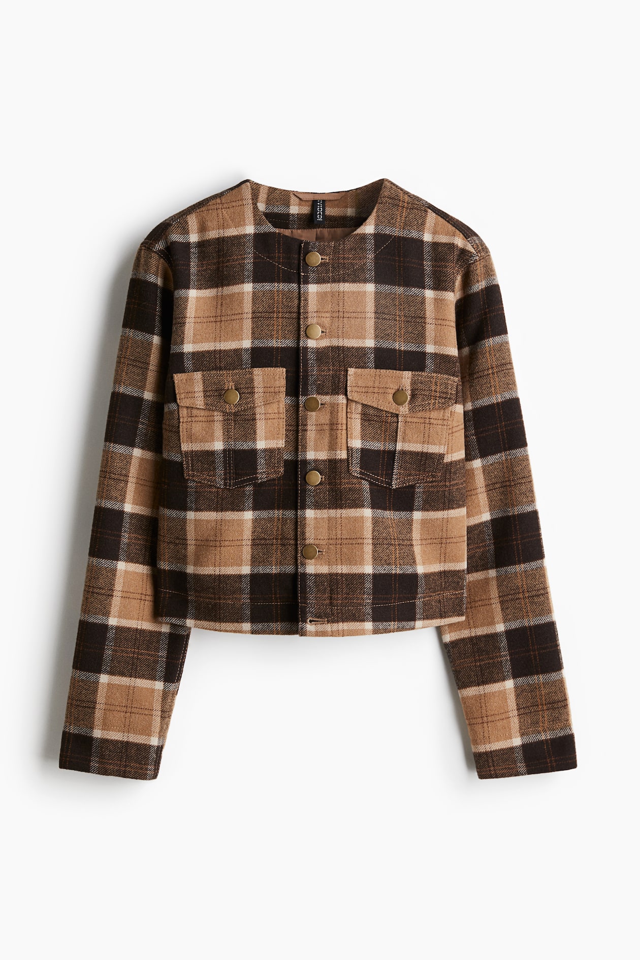 Women's Dark brown/plaid Brushed-Finish Jacket | H&M US