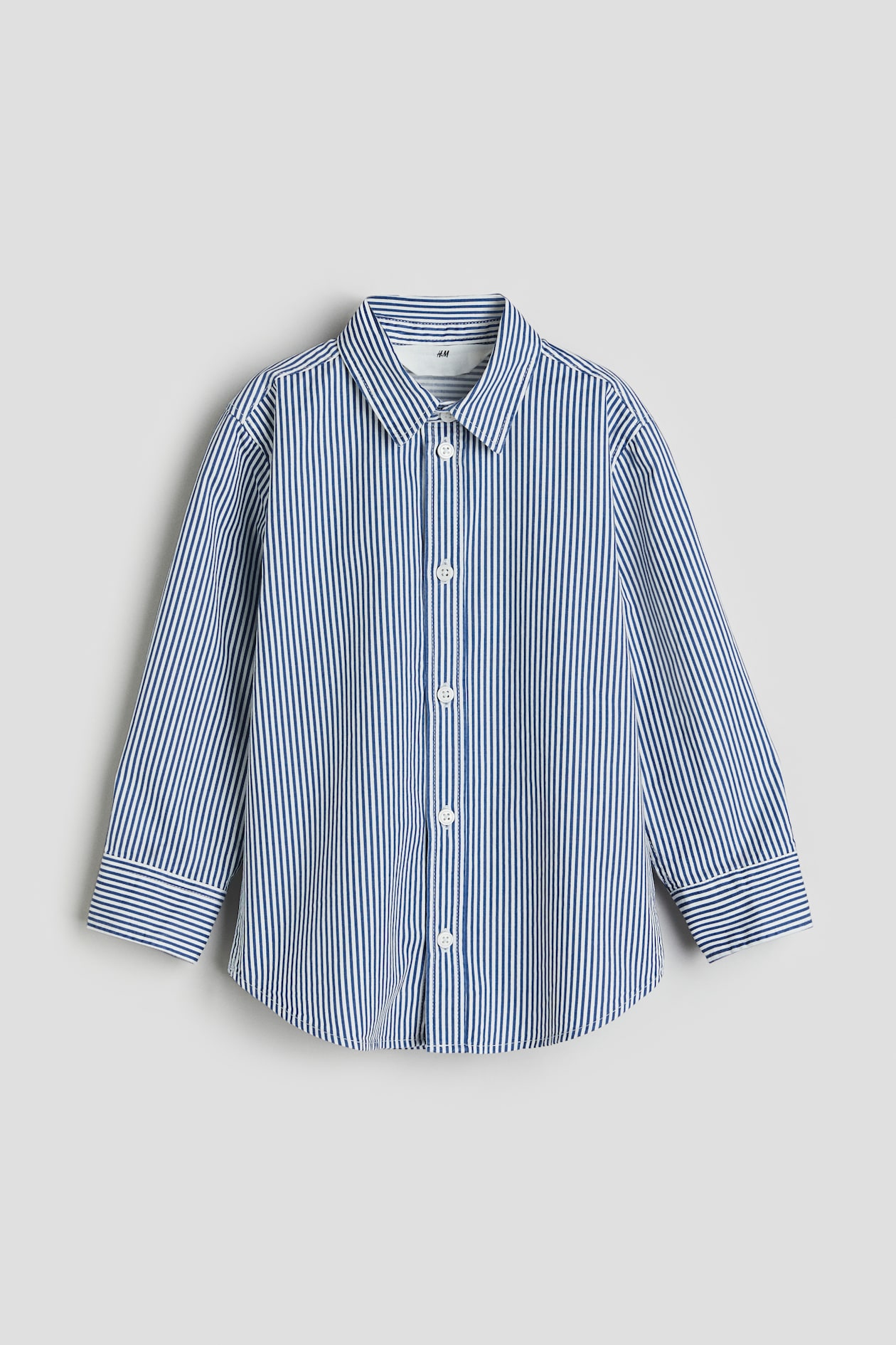 Navy blue/striped Long-sleeved Cotton Shirt for kids | H&M CA