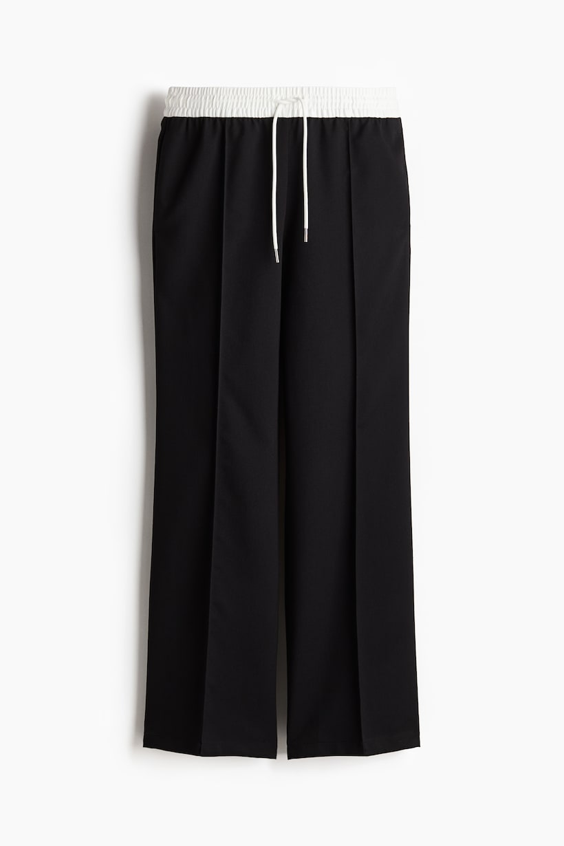 Crease-leg drawstring trousers - Black/White - Ladies | H&M IN