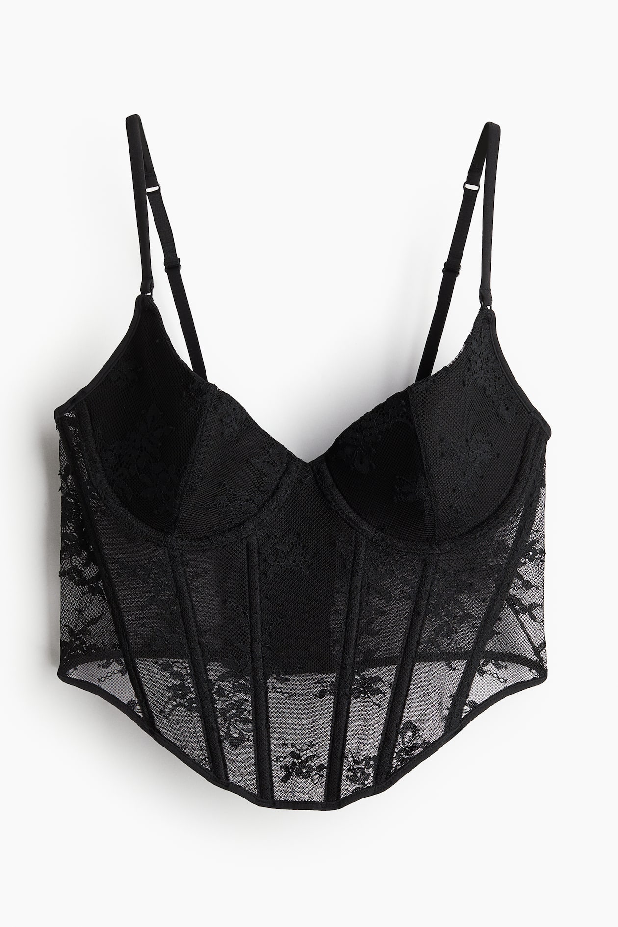 Women's Black Padded lace bustier | H&M GB