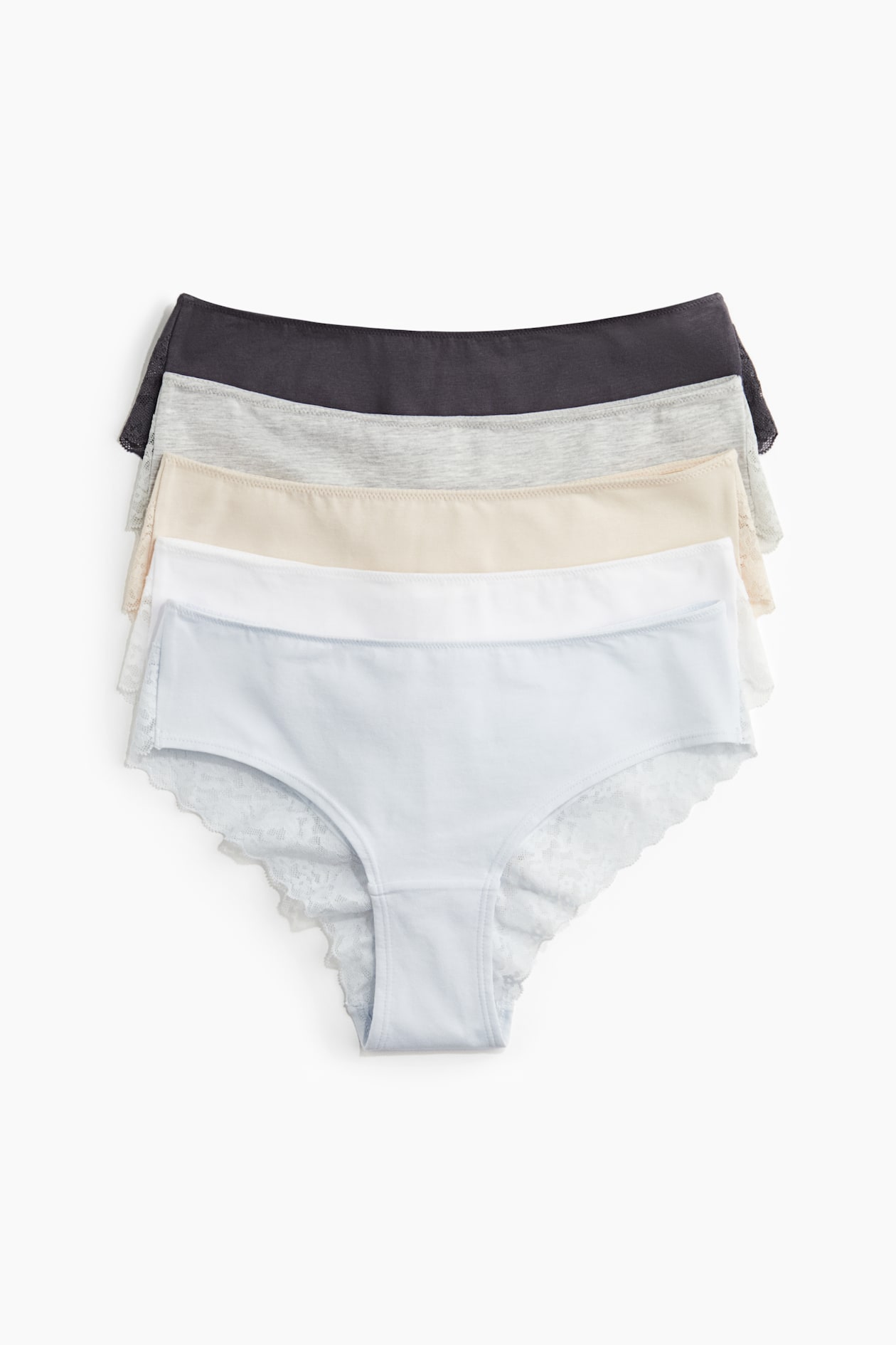 Figi hipsters 5-pak - Jasnoniebieski/Biały/Kremowy - ONA | H&M PL