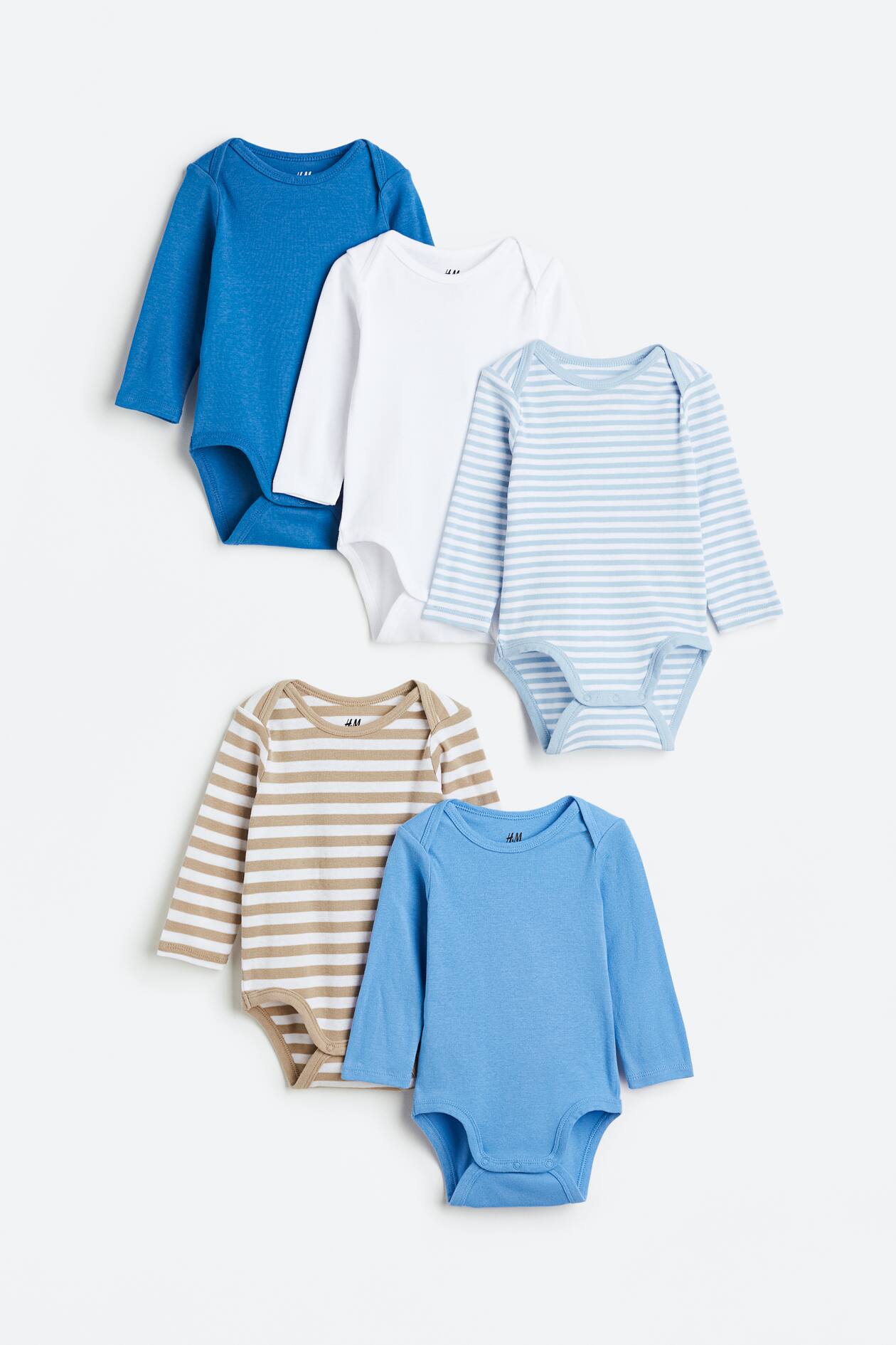 Set van 5 rompers met lange mouwen - Envelophals - Lange mouwen ...