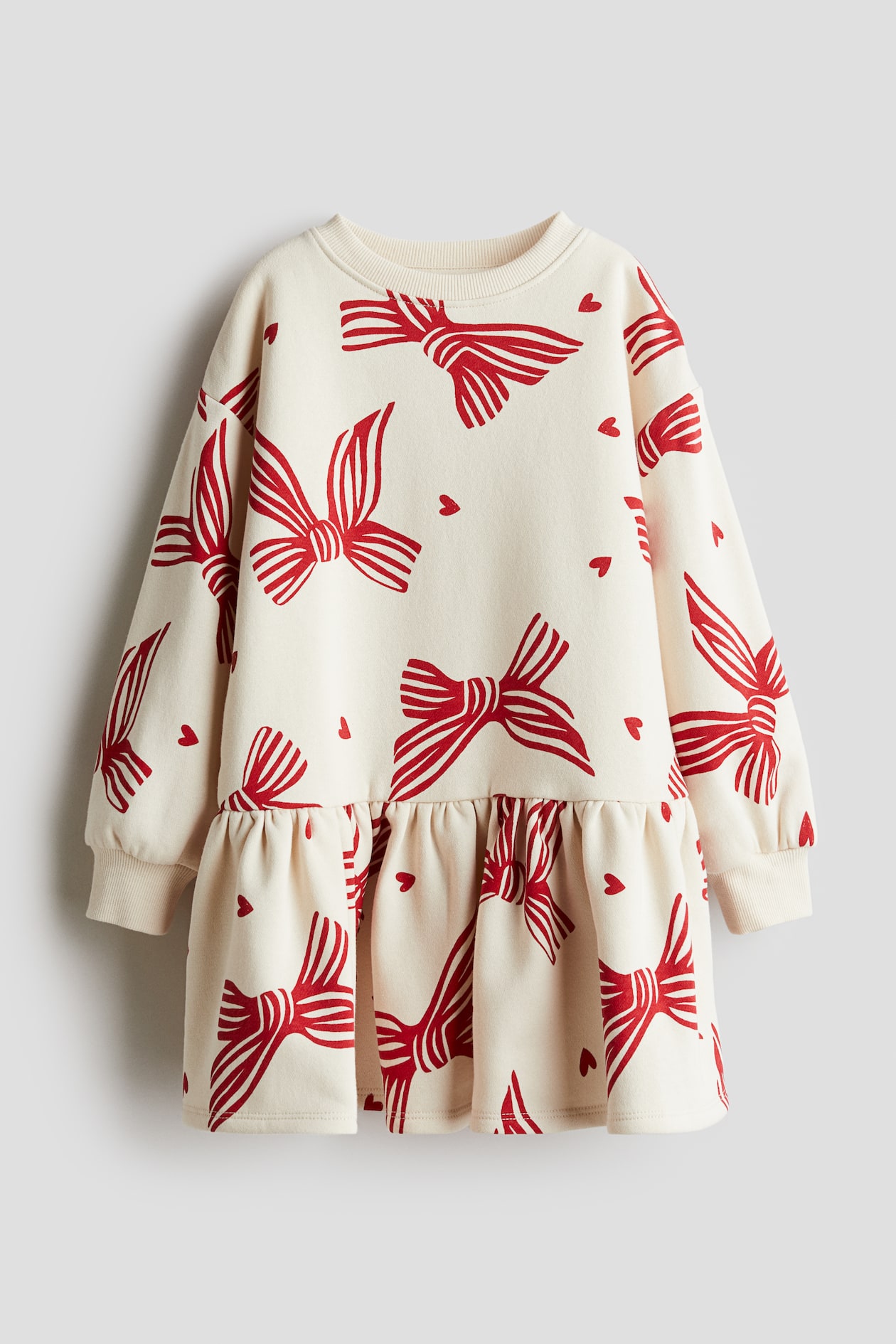 Cream/bows Sweatshirt Dress for kids | H&M US