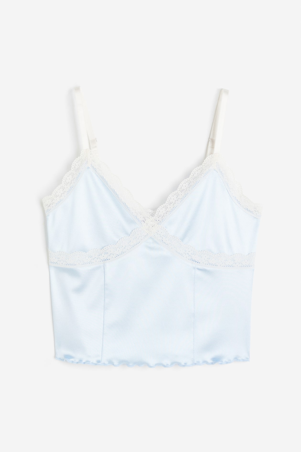 Top de tirantes con encaje - Azul claro - MUJER | H&M ES