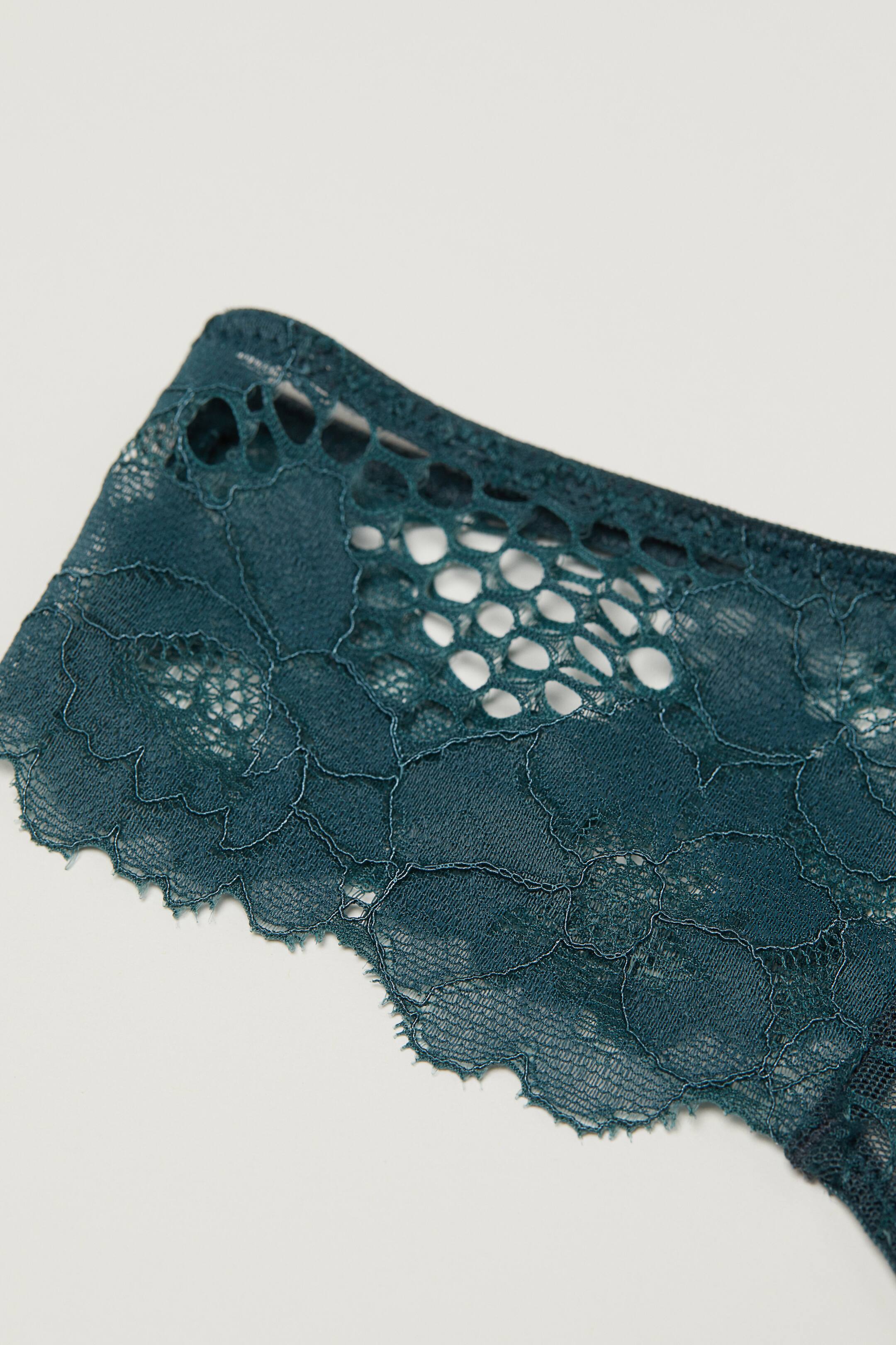 Lace thong briefs - Dark turquoise - Ladies | H&M GB