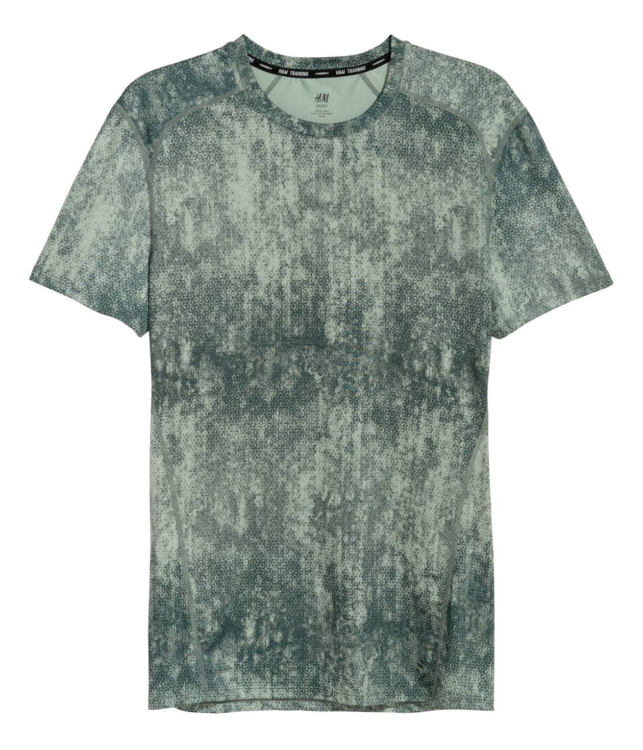Short-sleeved sports top - Khaki green/patterned - Men | H&M CA
