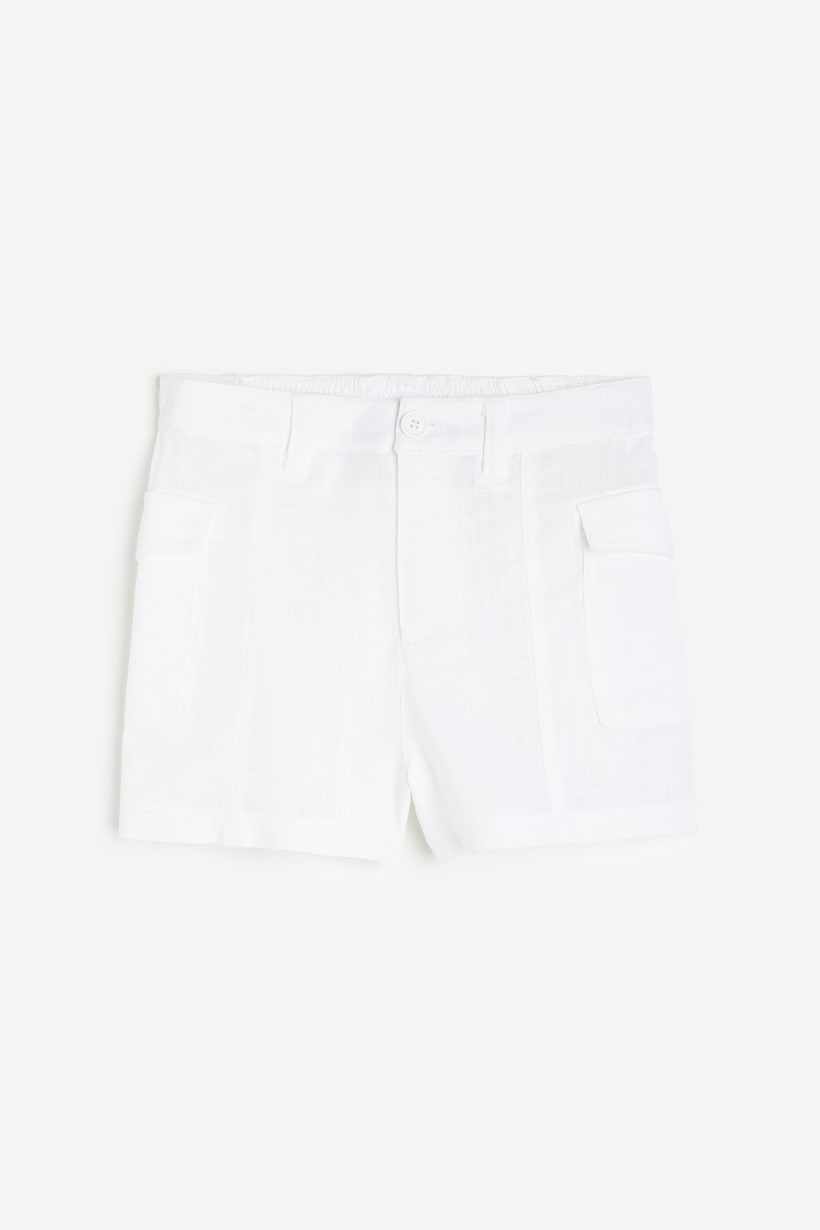 Shorts en mezcla de lino - Blanco - Ladies | H&M MX