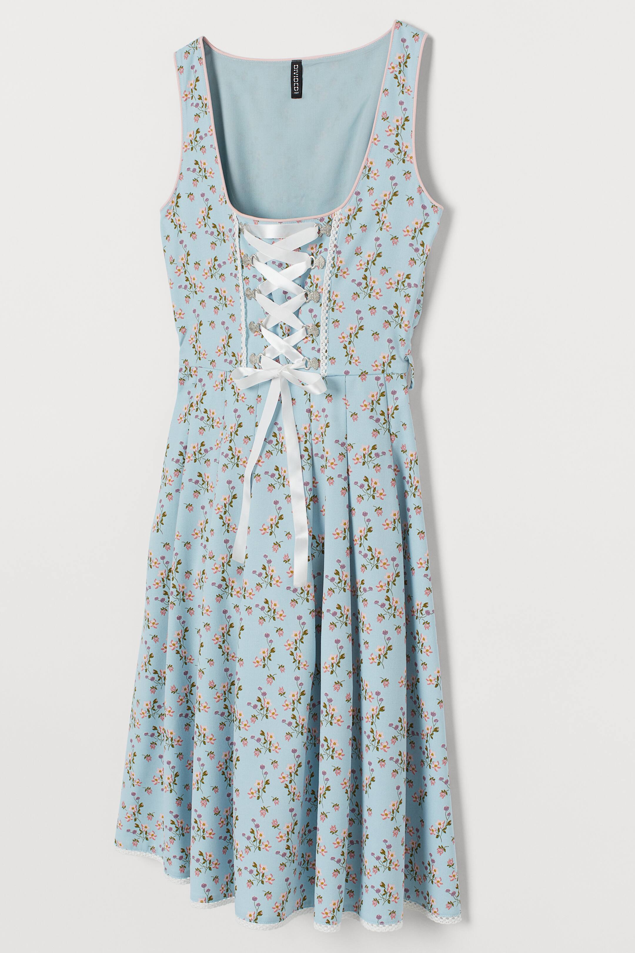 Floral dirndl - Light turquoise/Powder pink - Ladies | H&M IE