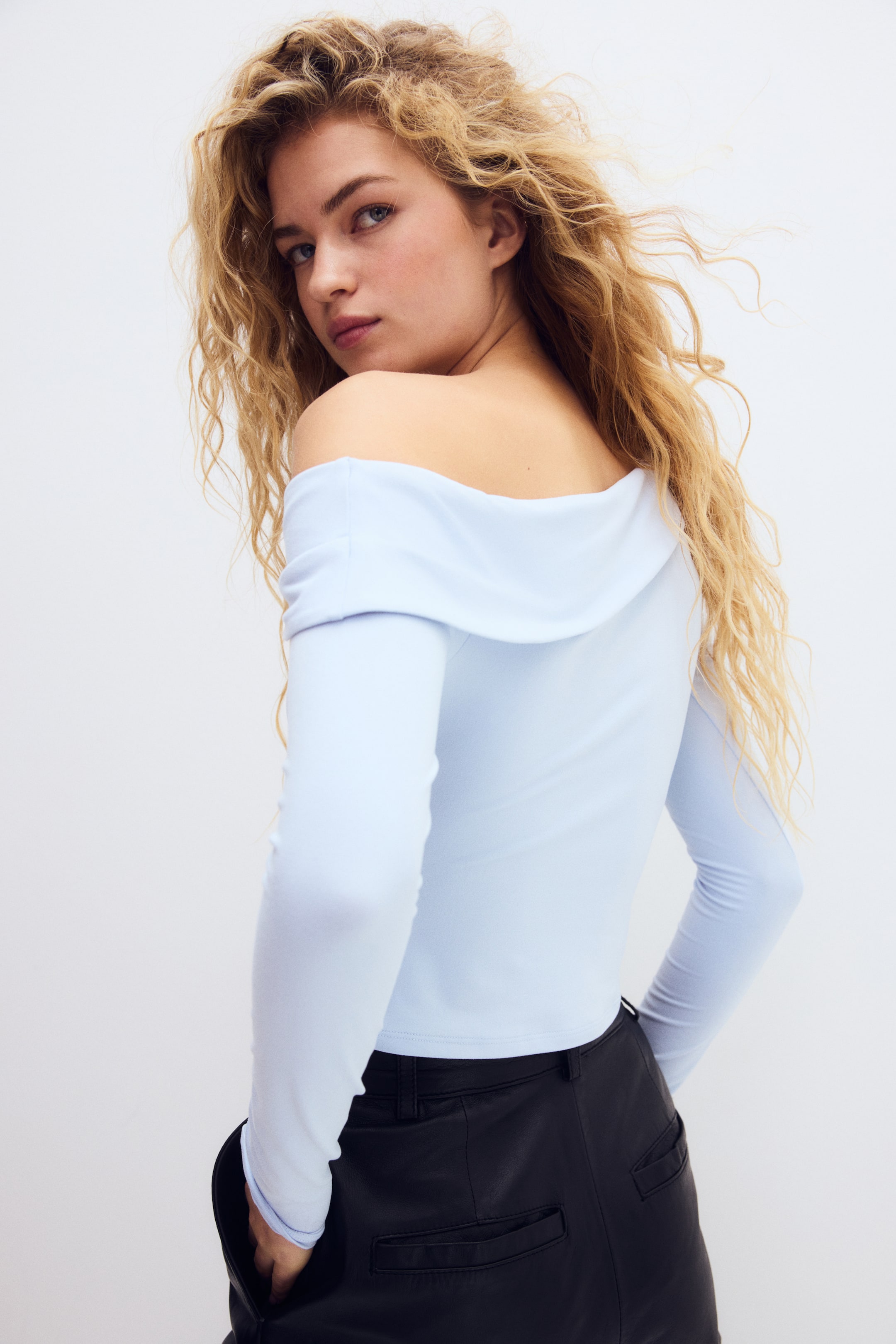 Women's Light blue One-shoulder jersey top | H&M IN