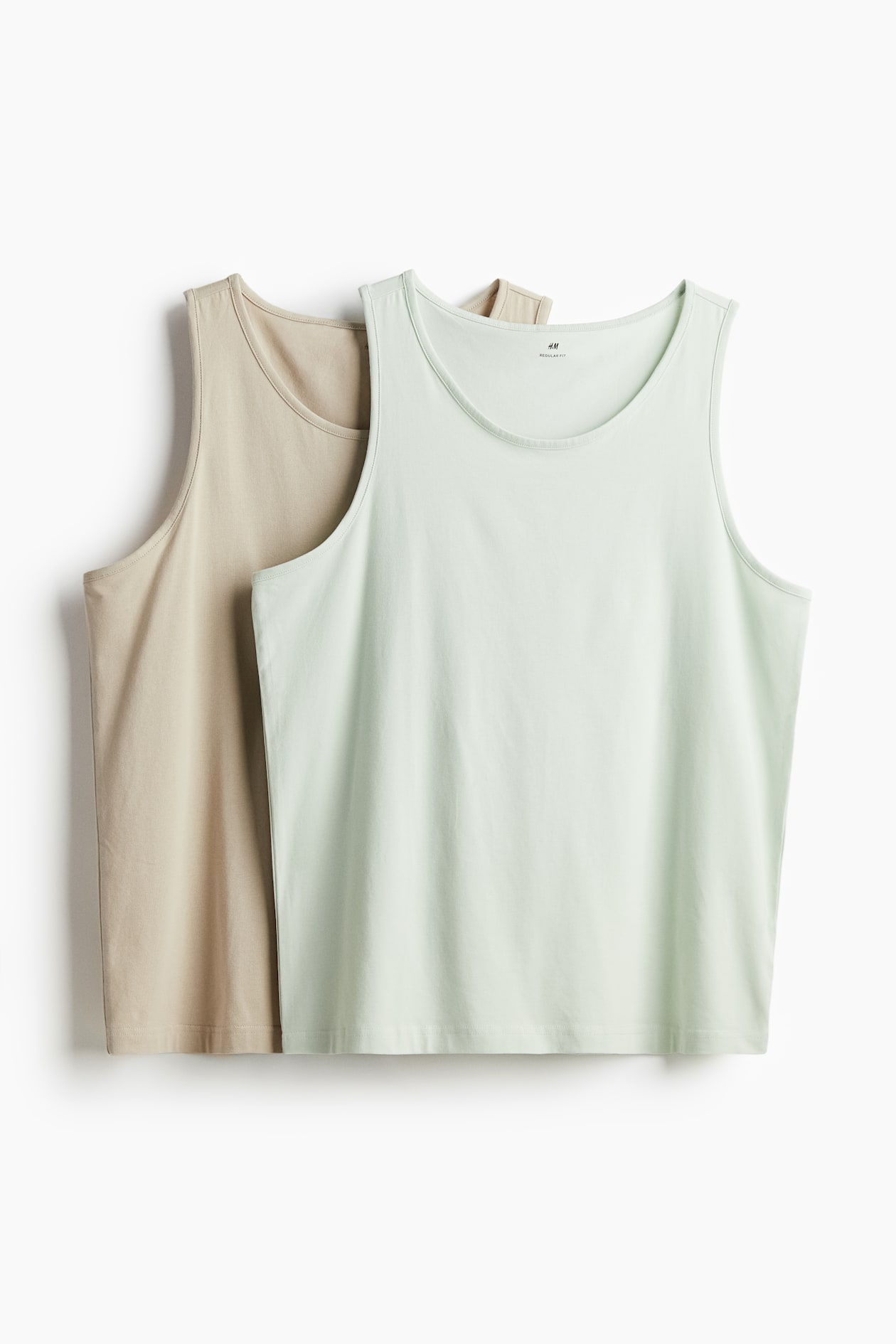 Men’s Beige/light green 2-pack Regular Fit Tank Tops | H&M CA