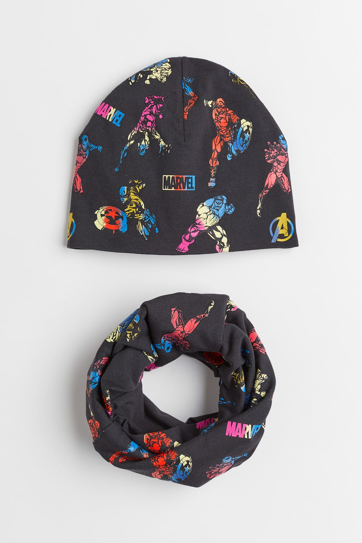 Hat and scarf set - Dark grey/Marvel Comics - Kids | H&M GB