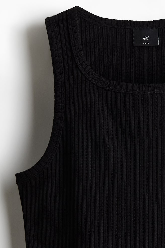 Slim-Fit Ribbed Tank Top - Black - Men | H&M US