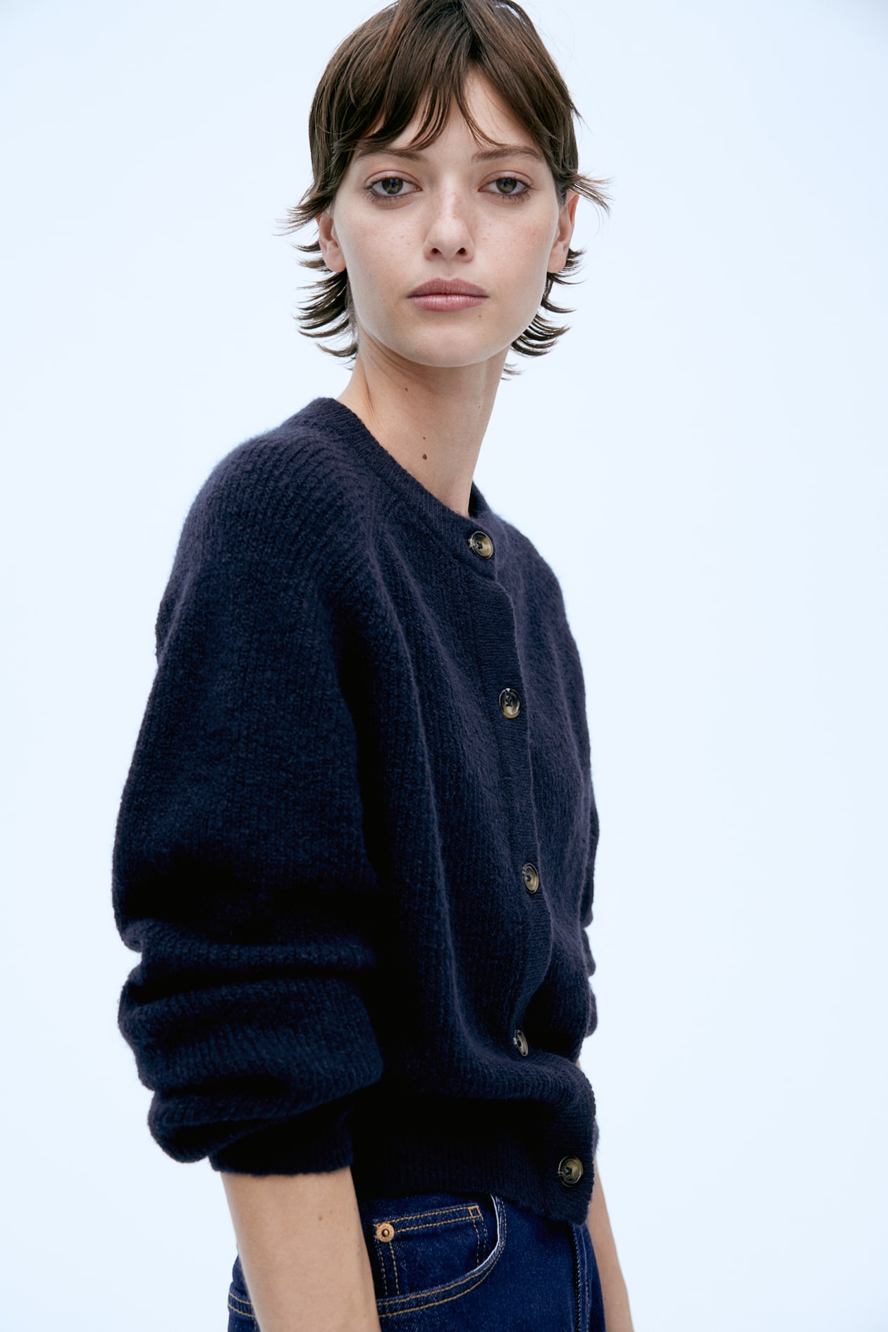 Rib-Knit Cardigan - Navy blue - Ladies | H&M US