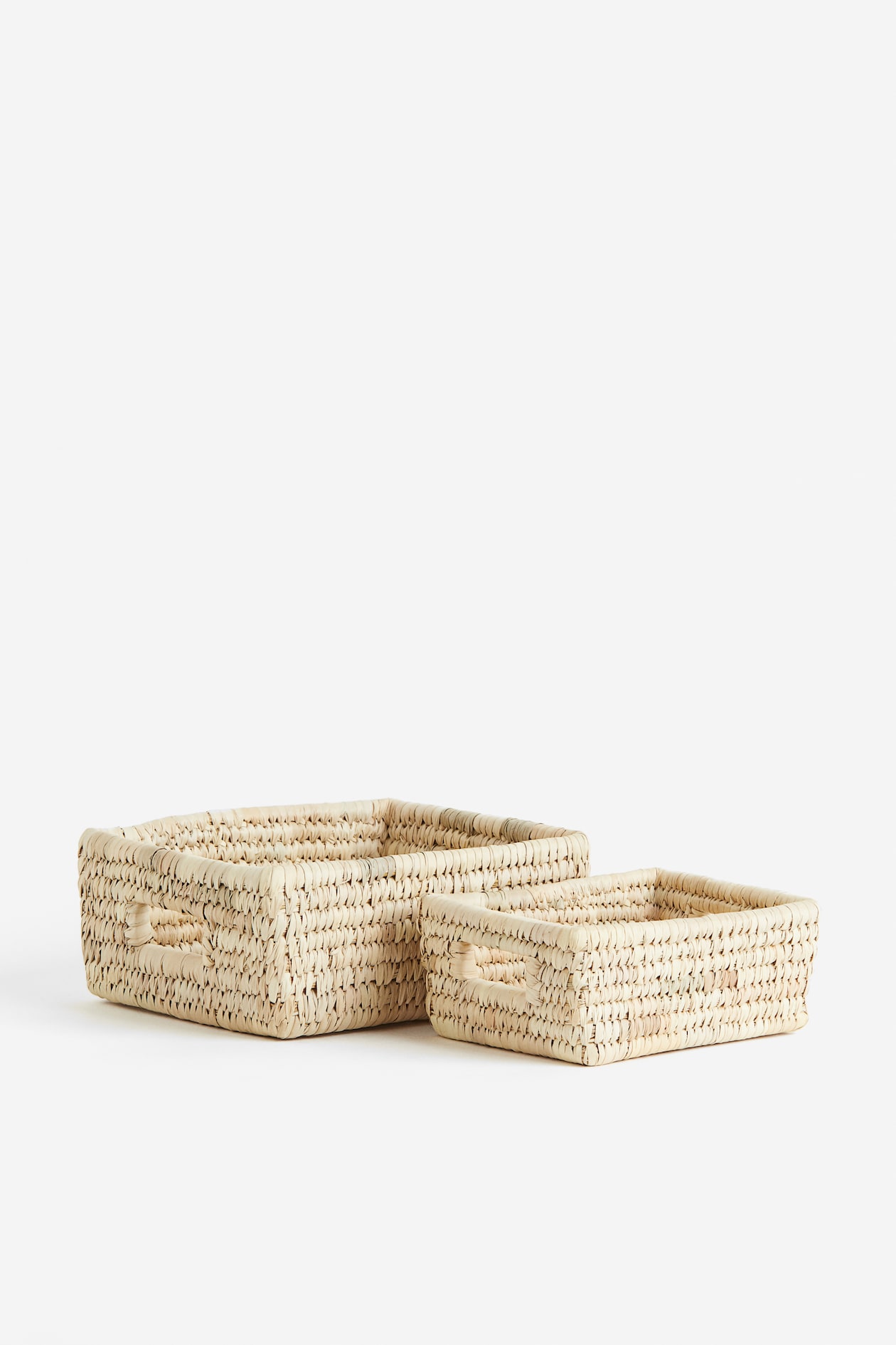 Light beige 2-piece Straw Storage Basket Set at H&M Home | H&M US