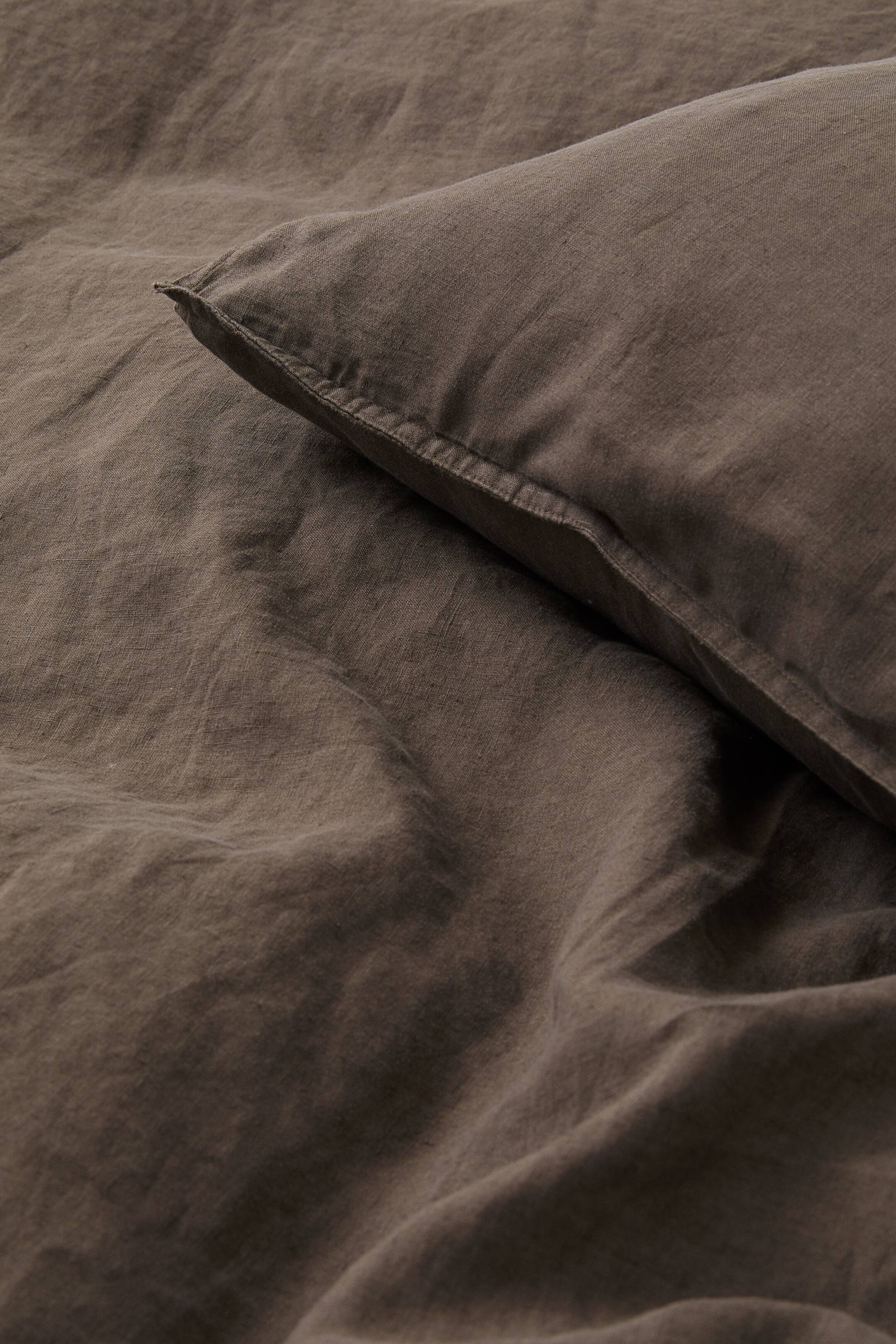 Washed linen duvet cover set - Dark mole - Home All | H&M GR