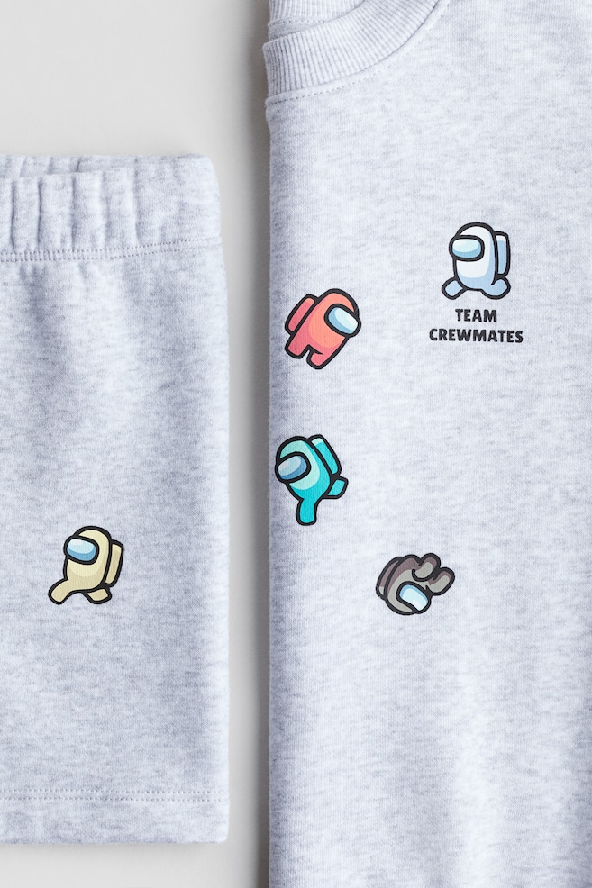 Light gray melange/Among Us 2-Piece Sweatshirt and Shorts Set for kids ...