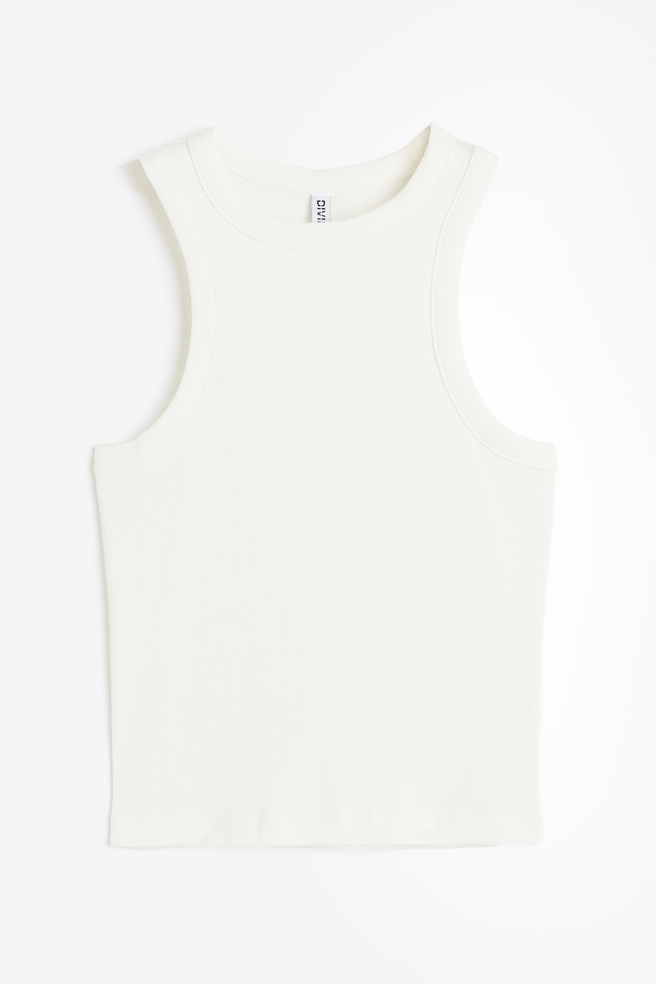 Ribbed vest top - Cream - Ladies | H&M PH