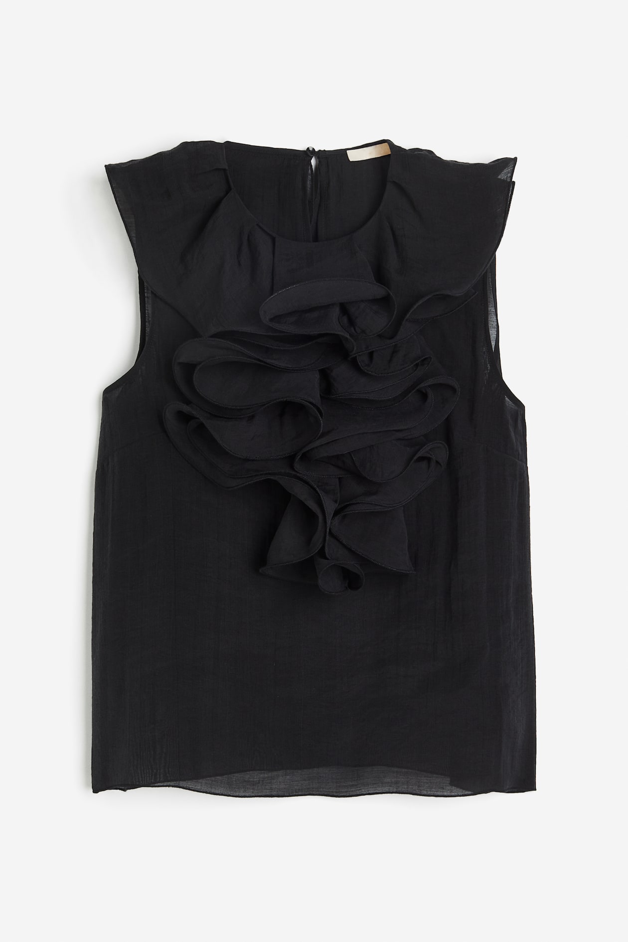 Women's Black Flounce-trimmed top | H&M GB